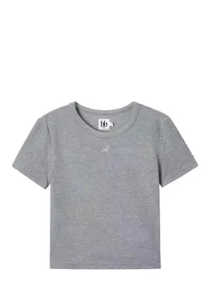 B+AB Ribbed T-shirt With Logo Detail - Grey