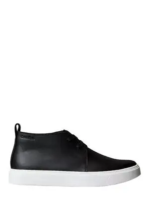 Calvin Klein Lace-up Round Toe Flat Sole Boots - Black