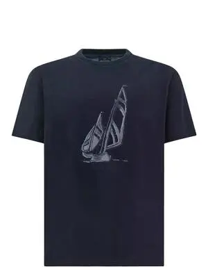 Paul & Shark Graphic Print Structured T-shirt - Blue