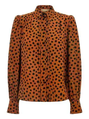 Valentino Garavani Polka Dot Silk Shirt - Brown
