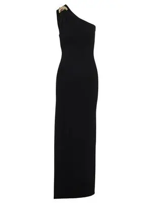 Elisabetta Franchi One-shoulder Split Long Dress - Black
