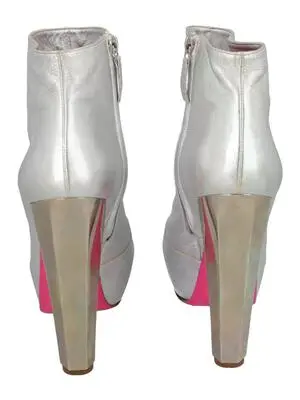 VERSUS Square-toe Platform Ankle Boots - Silver