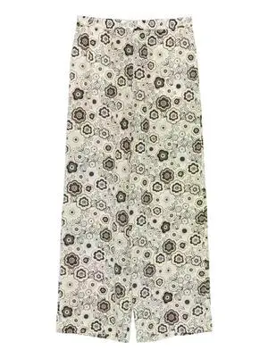 Aspesi Floral Print Trousers - Neutrals
