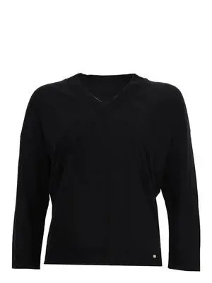Herno V-neck Three-quarter Sleeve Sweater - Black