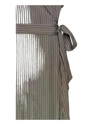 ELENA MIRÒ Striped Wrap Dress - Grey