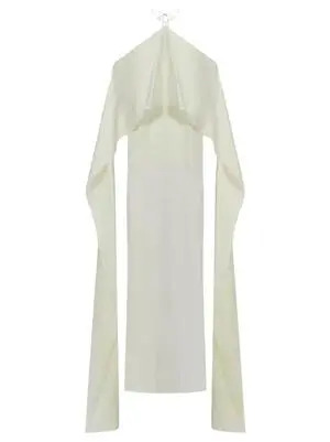 TALLER MARMO Halterneck Dress With Cape Detail - Neutrals