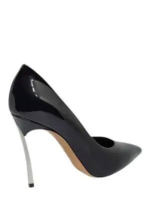 Casadei Blade Pointed Toe Stiletto Pumps With Silver Tone Hardware - Black