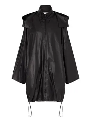 THE ROW Cassandre Leather Hooded Coat - Black