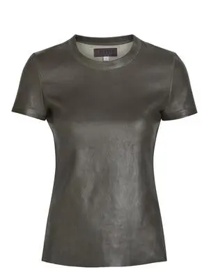 Stouls 05 Stretch-leather T-shirt - Grey