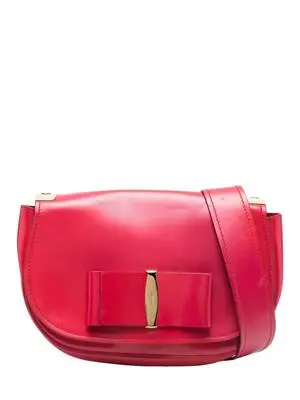 SALVATORE FERRAGAMO Ferragamo Calf Leather Vara Shoulder Bag - Red