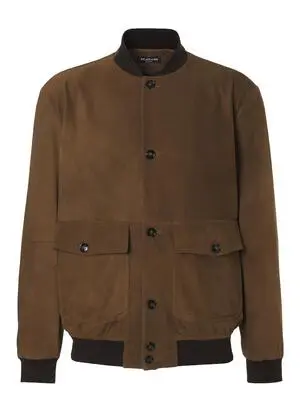 Kiton Suede Bomber Jacket - Brown
