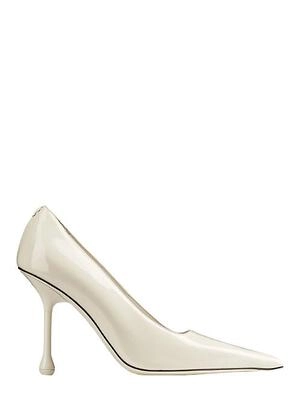 JIMMY CHOO Ixia 95 Patent Leather Pointed Toe Heeled Courts - Latte