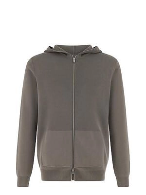 Boggi Milano Hooded Full Zip Cotton-blend Jumper - Mud