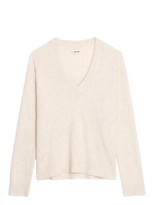 Zadig&Voltaire Mikyz V-neck Cashmere Jumper S Eggshell