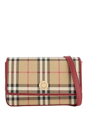 Burberry Hampshire Check Coated Canvas Top-handle Bag - Vntg Chk/ruby