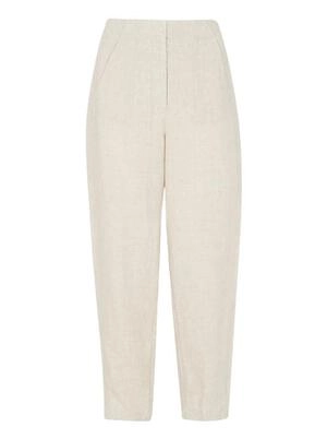 Whistles Patch-pocket Barrel-leg Mid-rise Linen Trousers - Brown