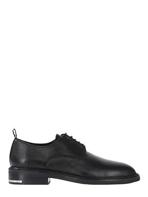 The Kooples Leather Oxford Shoes With Metal Heel Detail - Black
