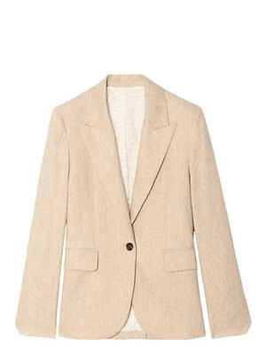 Zadig&Voltaire Vavy Striped Single-breasted Cotton And Linen-blend Blazer - Cookie