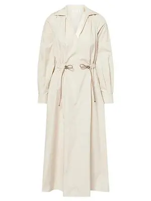 Max Mara Collared Drawstring Waist Midi Dress - Beige