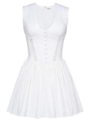 House Of Cb Carmel Plunge-neck Stretch-cotton Mini Dress - Cloud Dancer