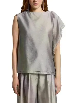 Peserico Sleeveless Top With Ruffled Detail - Grey