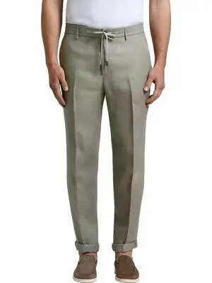 Peserico Linen Straight-leg Trousers - Grey