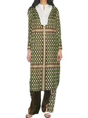 Tory Burch Printed Silk Twill Shirt Dress - Brown