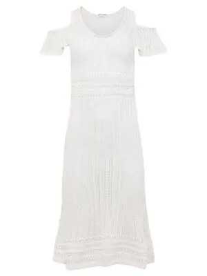 JW Anderson Ruffled Crocheted Midi Dress - White
