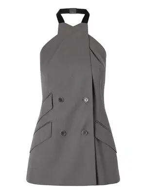 Max Mara Cali Wool-twill Halterneck Blouse - Gray