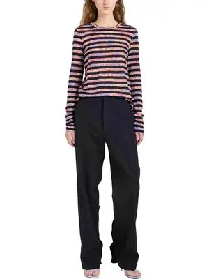 Proenza Schouler Mia Printed Striped Top - Black