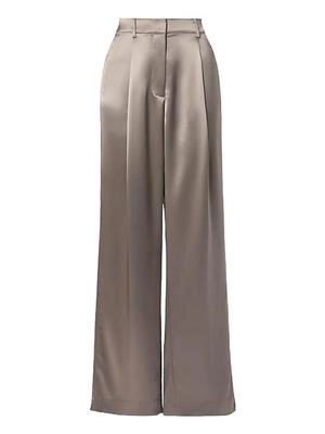 MALINA Malina Sarah Wide-Leg Satin Trousers Graphite