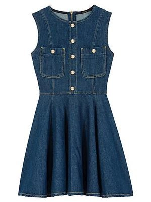 Maje Sleeveless Flared Denim Mini Dress - Navy