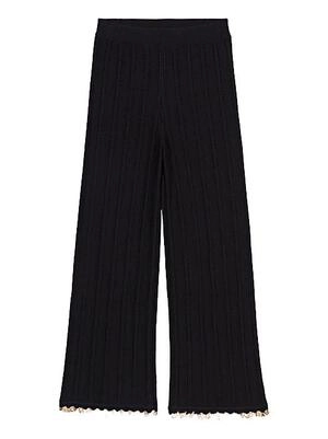 Maje Knitted Cotton-blend Charm-embellished Trousers - Black