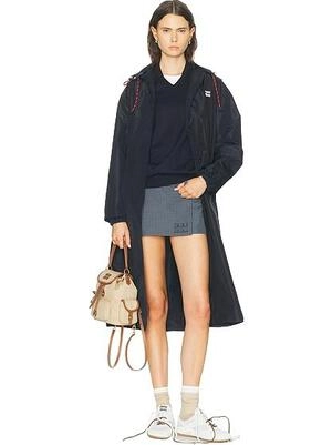 Miu Miu Long Ripstop Coat - Bleu