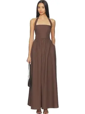 Susana Monaco X Revolve Poplin Tie Halter Maxi Dress - Brown