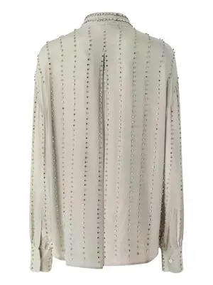 Pinko Long Sleeved Shirt With Jewel Stripes Grey