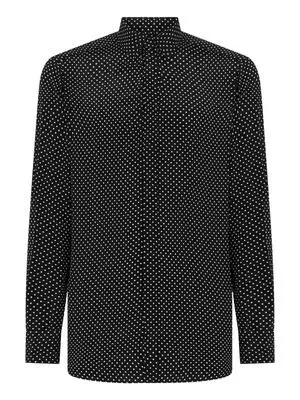 TOM FORD Silk Polka-dot Long-sleeve Shirt - Black