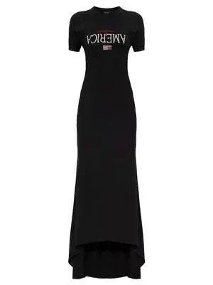 WILLY CHAVARRIA Graphic Print High-low Hem Dress - Black
