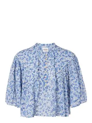 MARANT ETOILE Veelia Floral Cotton Top - Blue