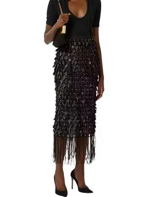 Elisabetta Franchi Basket-stitch Tassel Knit Top - Black