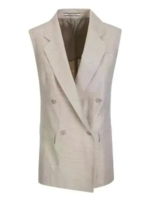 Tagliatore Bernice Sleeveless Double-breasted Jacket - Neutrals