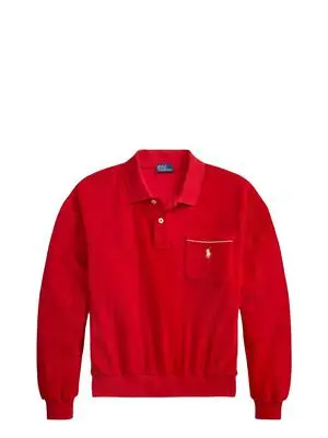 Polo Ralph Lauren Terry Cloth Long Sleeve Polo - Red