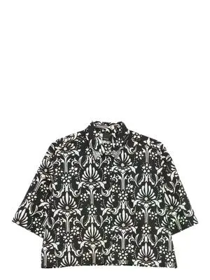 Pinko Cropped Printed Shirt With Metallic Details - Black