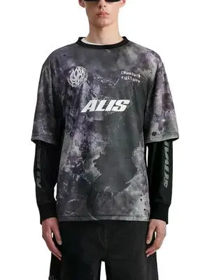 ALIS Graphic Print Layered Sweatshirt - Grey