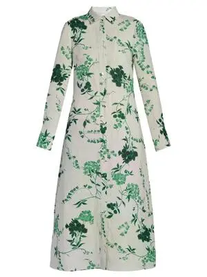 Erdem Floral Print Shirt Dress - Neutrals
