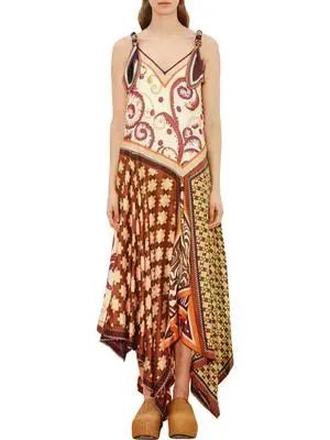 ALEMAIS Wilson Knotted Print Midi Dress - Neutrals