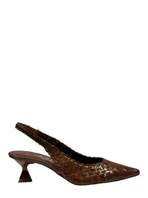 LA ROSE Carol Woven Slingback Pumps
