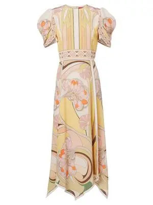 La DoubleJ La DoubleJ Cherie Floral Silk Midi Dress Multicoloured