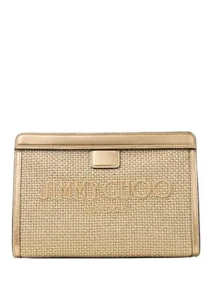 JIMMY CHOO Jimmy Choo Raffia Avenue Pouch Gold