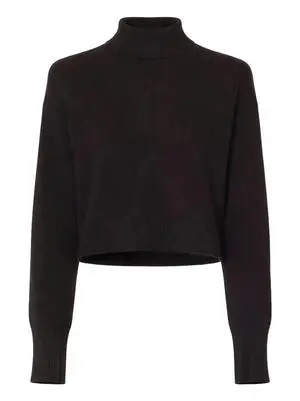 Sablyn Oak Ribbed Knit Cropped Turtleneck Sweater - Brown